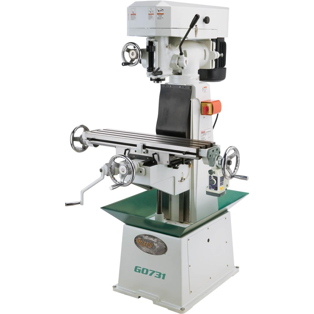 Grizzly G0731 - 8" x 30" 1-1/2 HP Vertical Mill with Power Feed ...