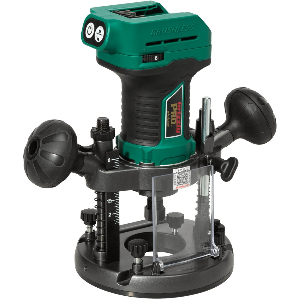 Grizzly PRO T33304 - 20V 1/4" Plunge Router - Tool Only - Grizzly ...