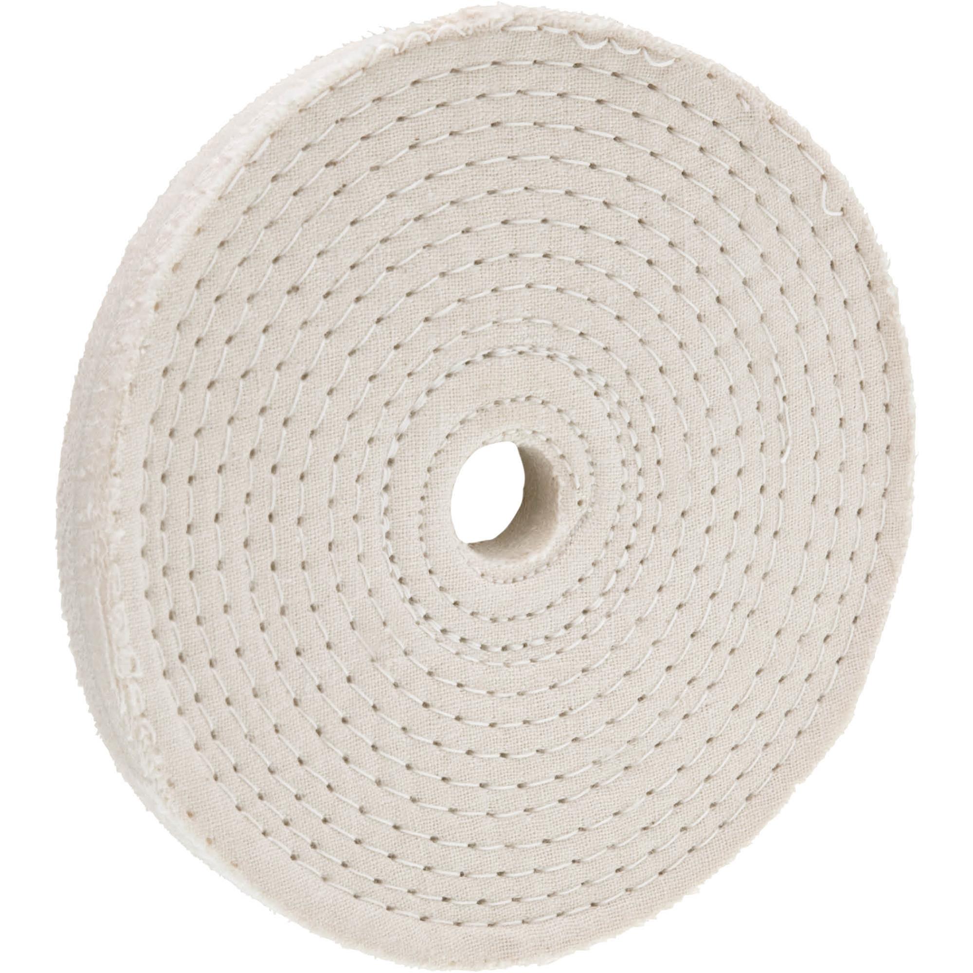 4" x 40 Ply x 1/2" Spiral Sewn Buff Wheel, 5,000 RPM - Grizzly Industrial