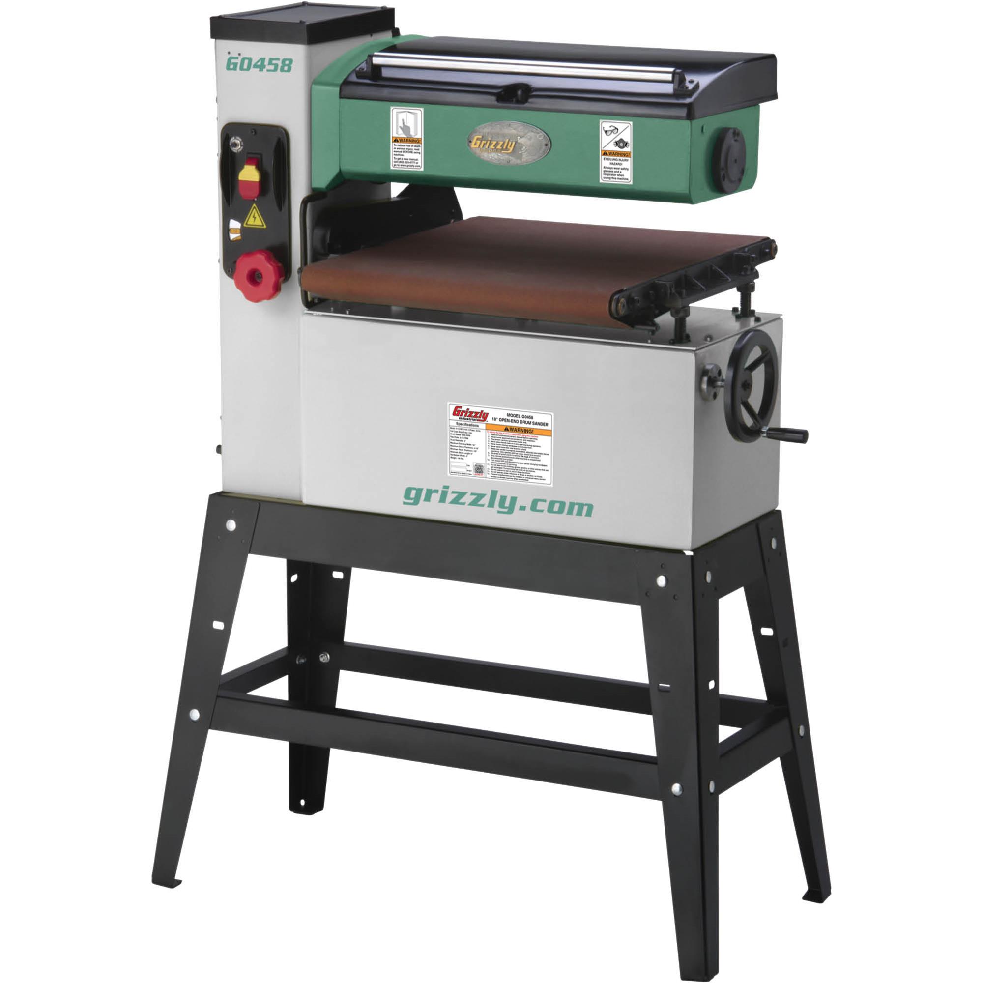 18" 1-1/2 HP Single-Phase Open End Drum Sander - Grizzly Industrial, Inc.