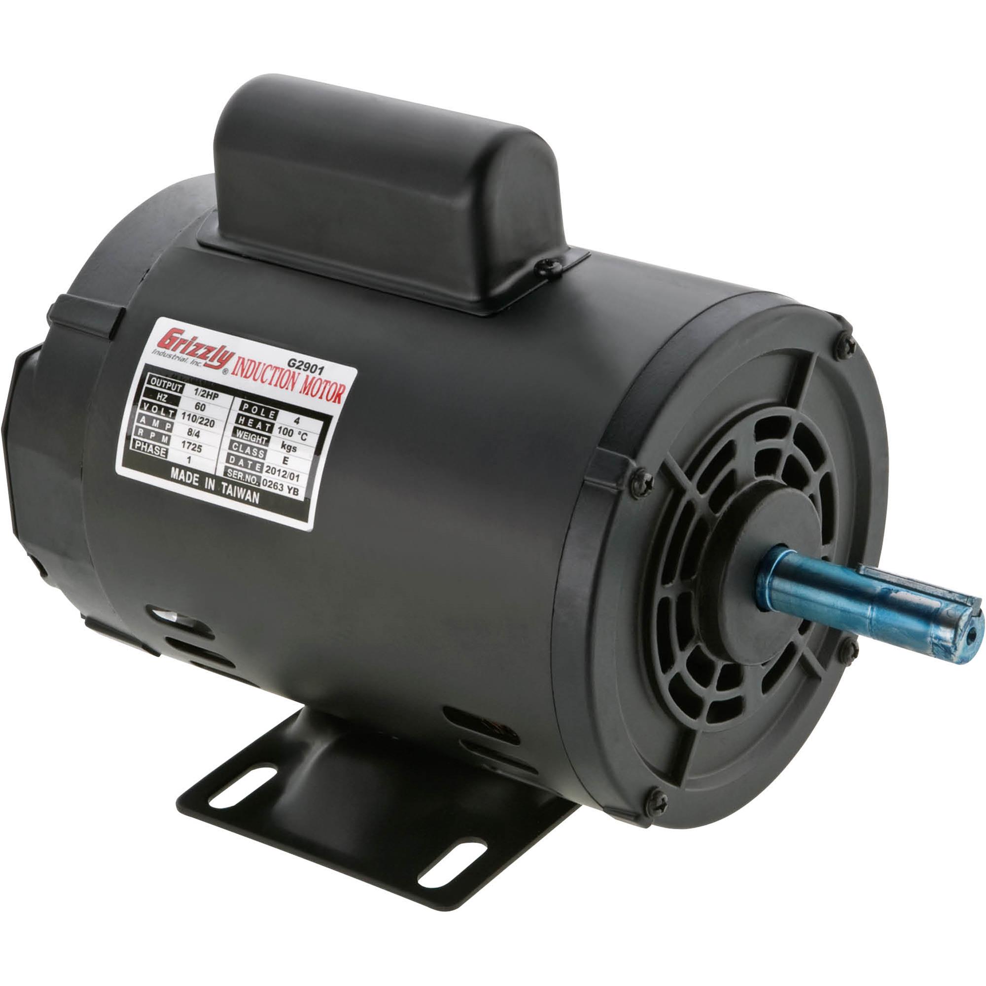 Motor 1/2 HP Single-Phase 1725 RPM Open 110V/220V - Grizzly Industrial ...