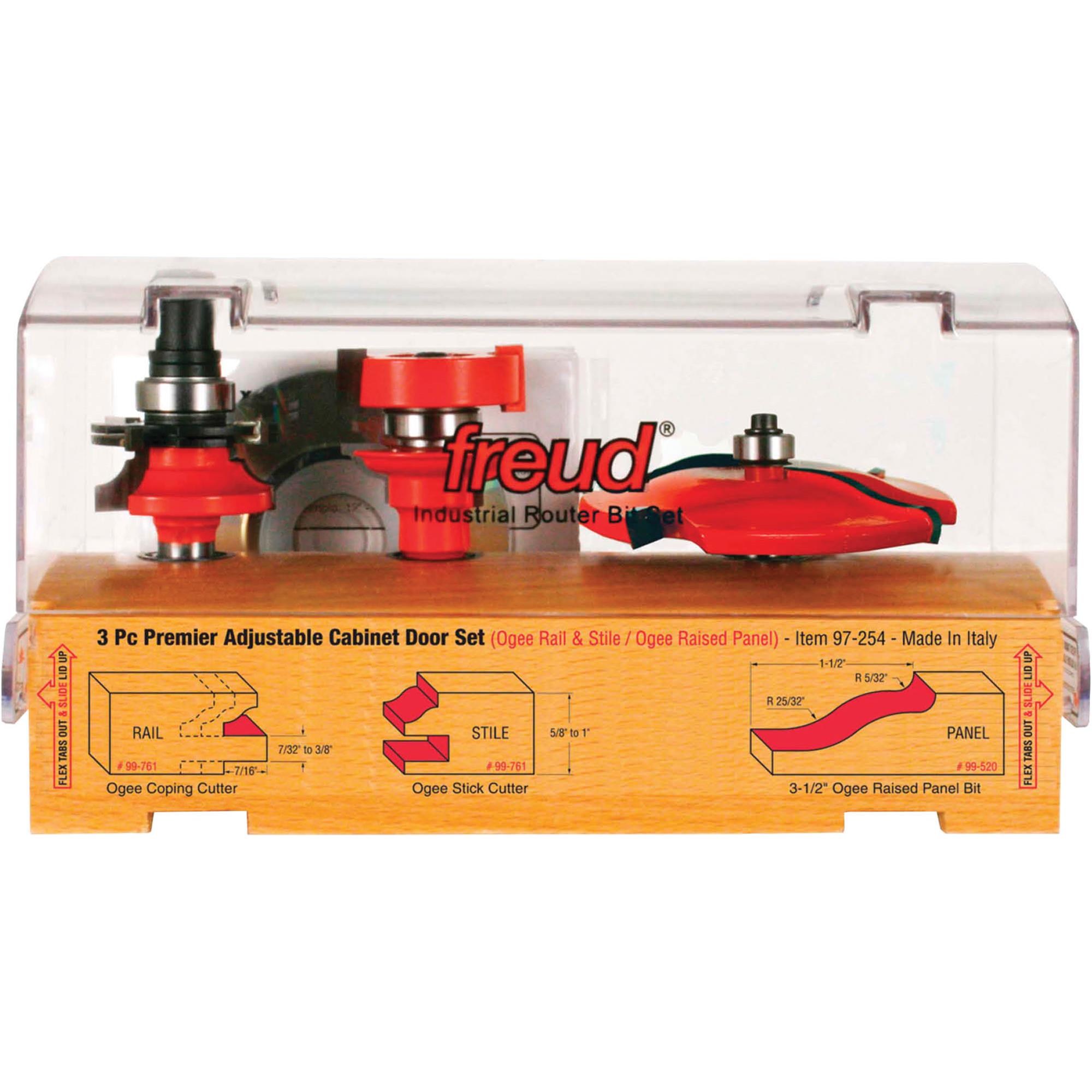 3 - Piece Premier Adjustable Cabinet Bit Set - Grizzly Industrial, Inc.