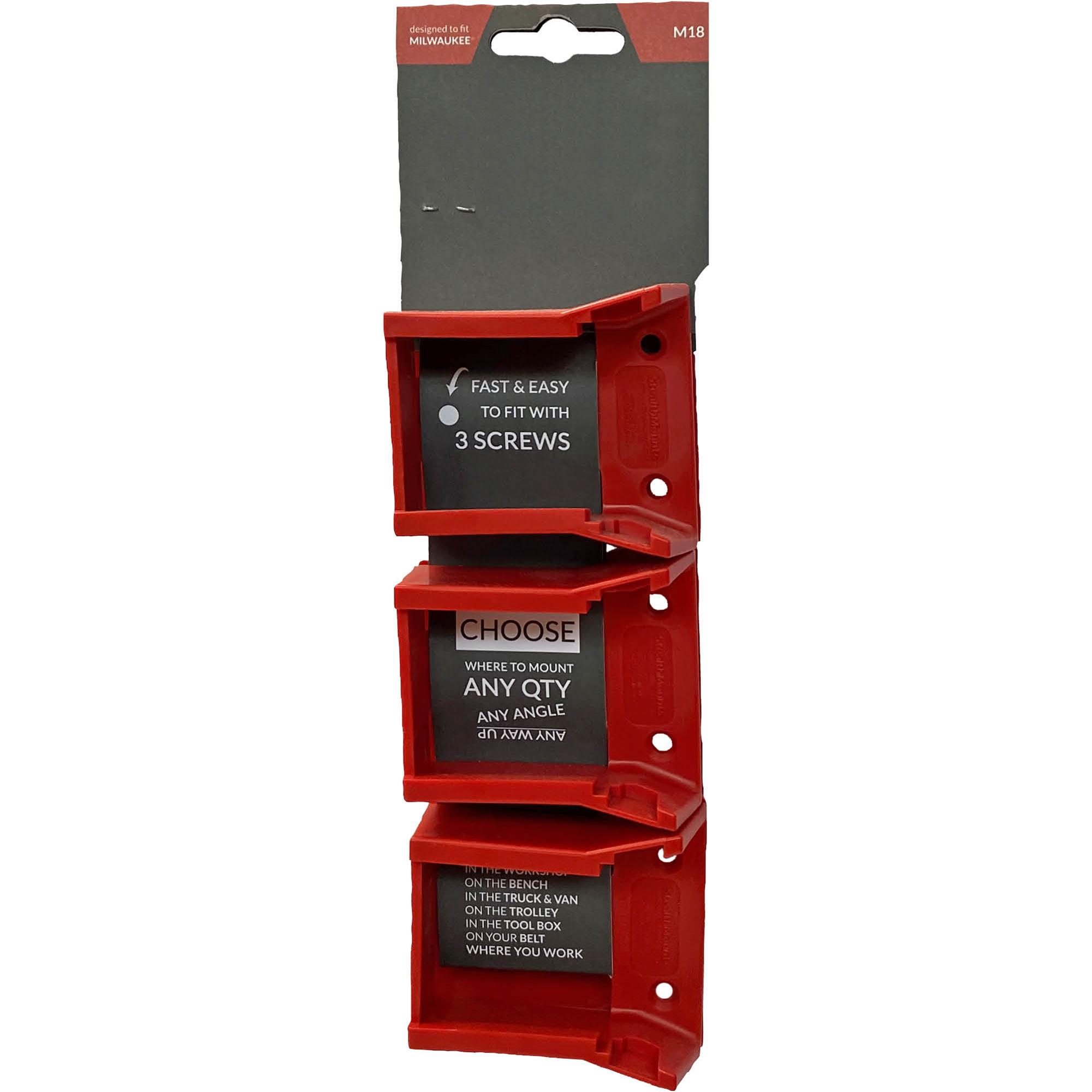 Battery Mounts for Milwaukee M18 - 6-Pk. (Red) - Grizzly Industrial, Inc.