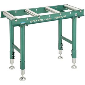 14" x 118" Heavy-Duty Roller Table with Work Stop - Grizzly Industrial