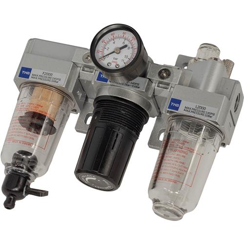 Grizzly T34260 - 1/4" Filter/Regulator/Lubricator 150 PSI - Grizzly Industrial, Inc.
